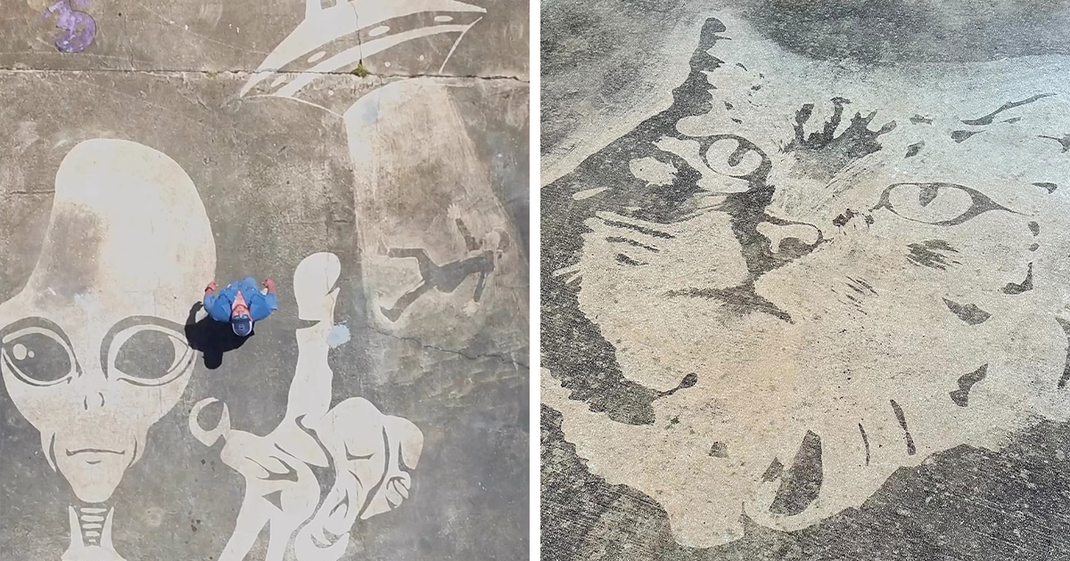 This Guy Used A Pressure Washer To Create Art On The Street, And Here ...